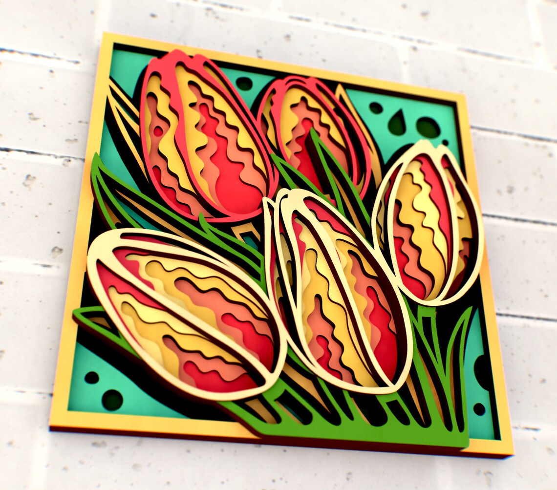 Tulip 3D Zentangle Svg Multilayer Papercraft Files for - Etsy