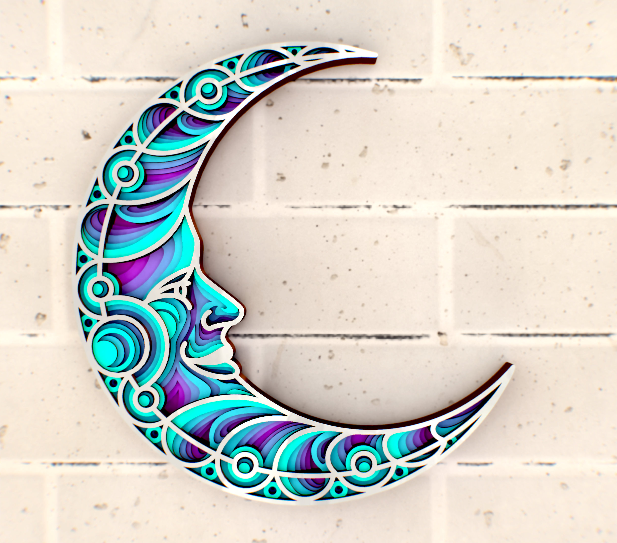 Layered Moon Mandala Svg 3D Moon SVG Mandala Svg Cut File for Glowforge ...