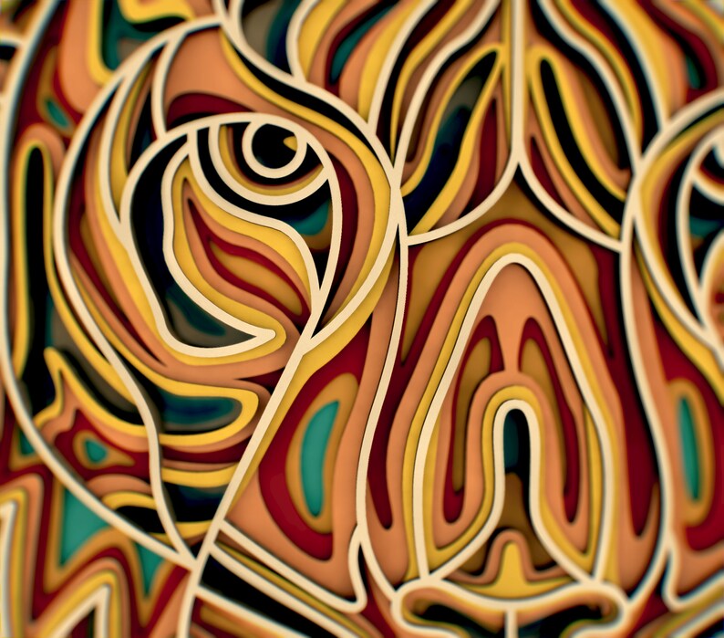 Tiger in Foliage 3D Zentangle Svg Files Multilayer Panel for - Etsy