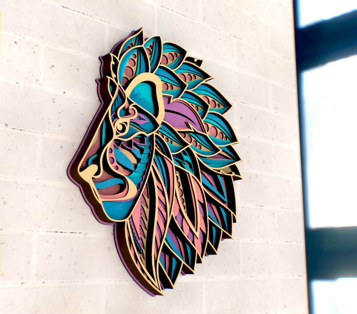 3D Lion Zentangle SVG Panel multicapa 3D archivos SVG para | Etsy