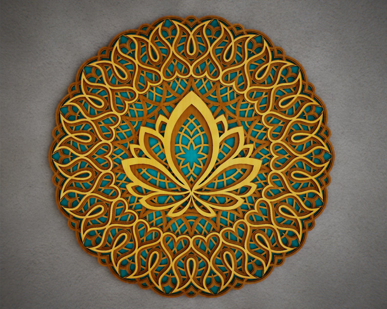 Lotus Mandala Dakatia, 3D Panel SVG Files, DFX Multilayer Mandala ...