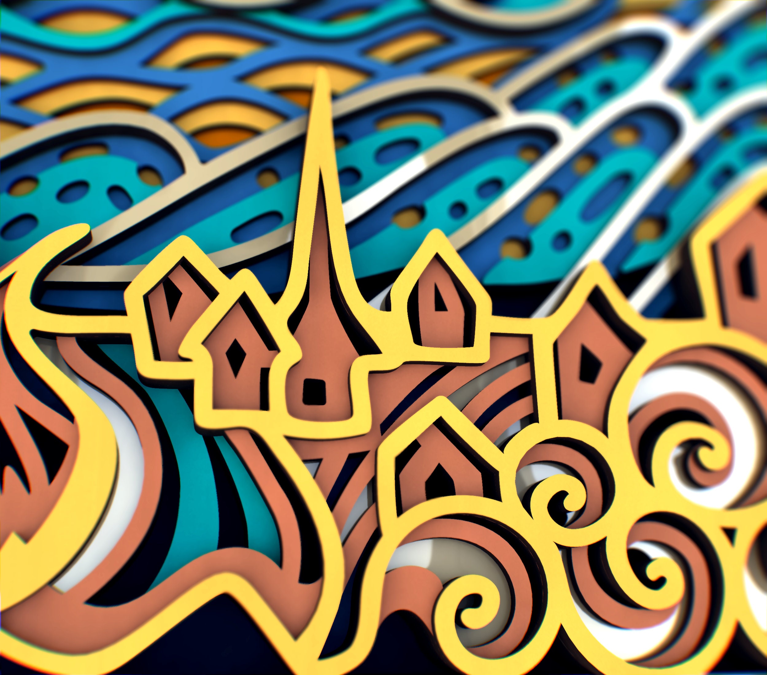 Starry Night Van Gogh 3D svg Mandala archivos Panel multicapa - Etsy México