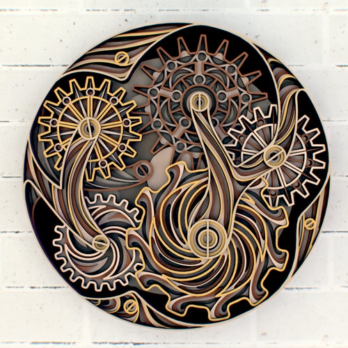 Steampunk Mechanics 3D Mandala Svg Steampunk Style Multilayer - Etsy