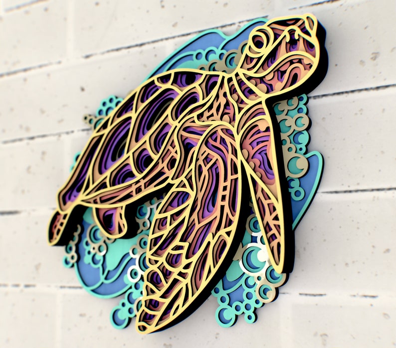Big Turtle 3D Mandala Svg Files Multilayer Panel for Laser - Etsy