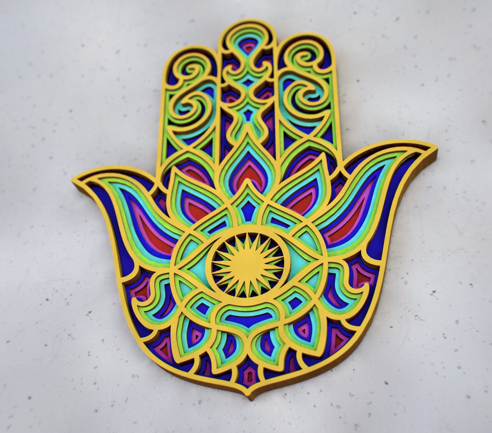 3D Mandala SVG Hamsa Hand Zentangle 3D Multilayer Panel SVG | Etsy