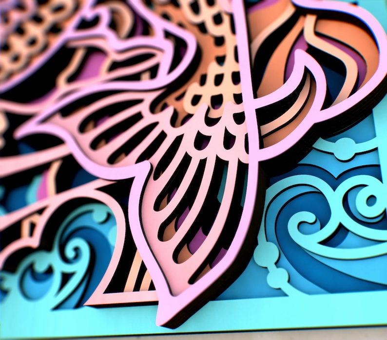 Mermaid 3D Mandala Svg Multilayer Panel for Laser Cutting - Etsy