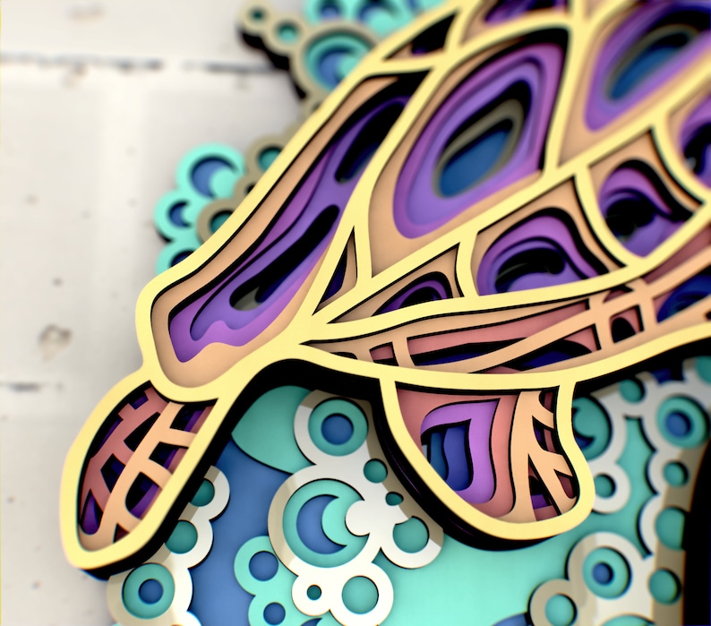 Big Turtle 3D Mandala Svg Files Multilayer Panel for Laser - Etsy