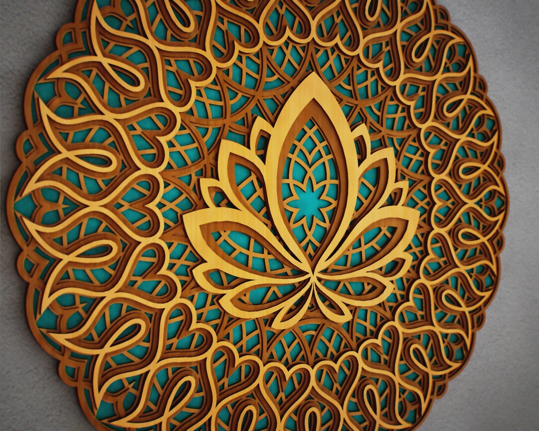 Lotus Mandala Dakatia, 3D Panel SVG Files, DFX Multilayer Mandala ...