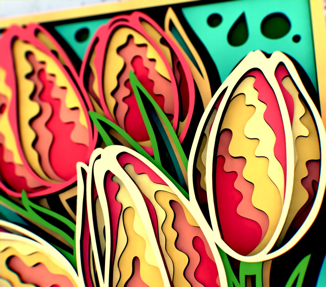 Tulip 3D Zentangle Svg Multilayer Papercraft Files for - Etsy