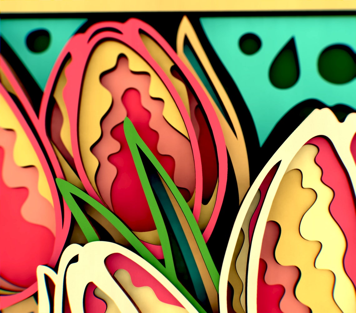 Tulip 3D Zentangle Svg Multilayer Papercraft Files for - Etsy