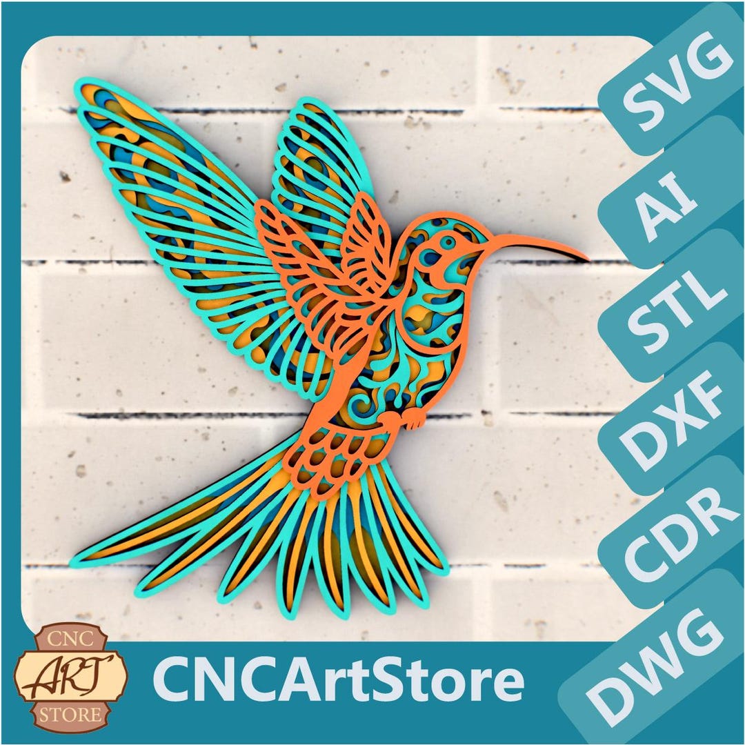 Hummingbird 3D Mandala SVG Files, Decoration Laser Cutting Plans ...