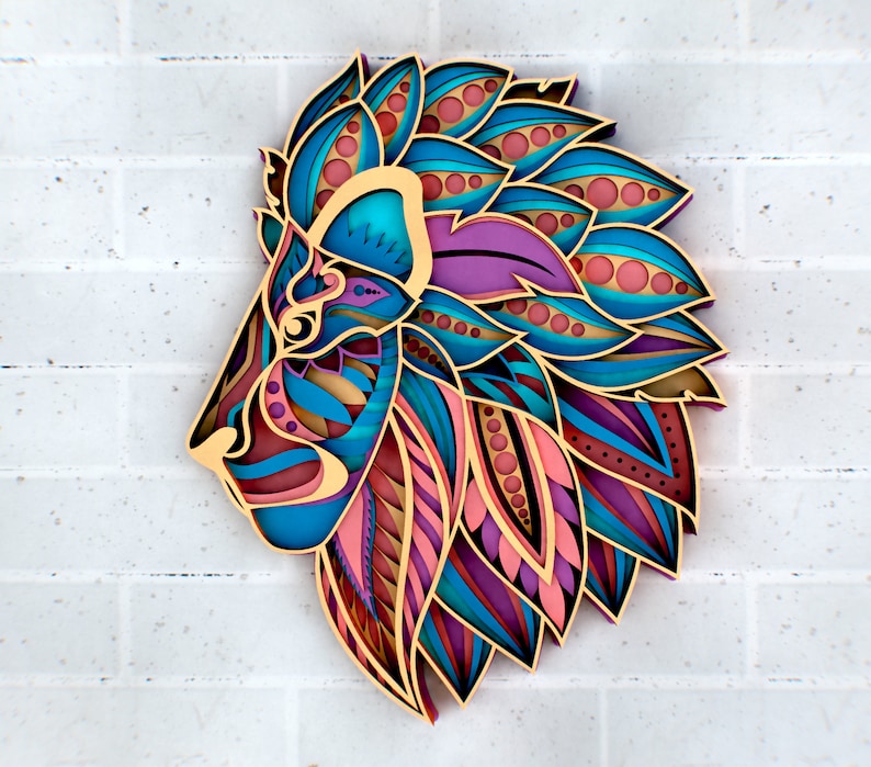 3D Lion Zentangle SVG Panel multicapa 3D archivos SVG para | Etsy