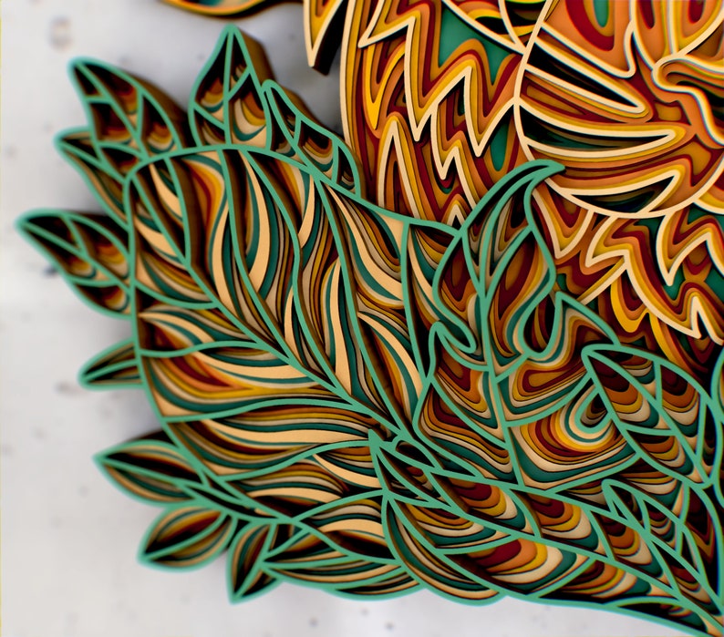 Tiger in Foliage 3D Zentangle Svg Files, Multilayer Panel for Laser ...