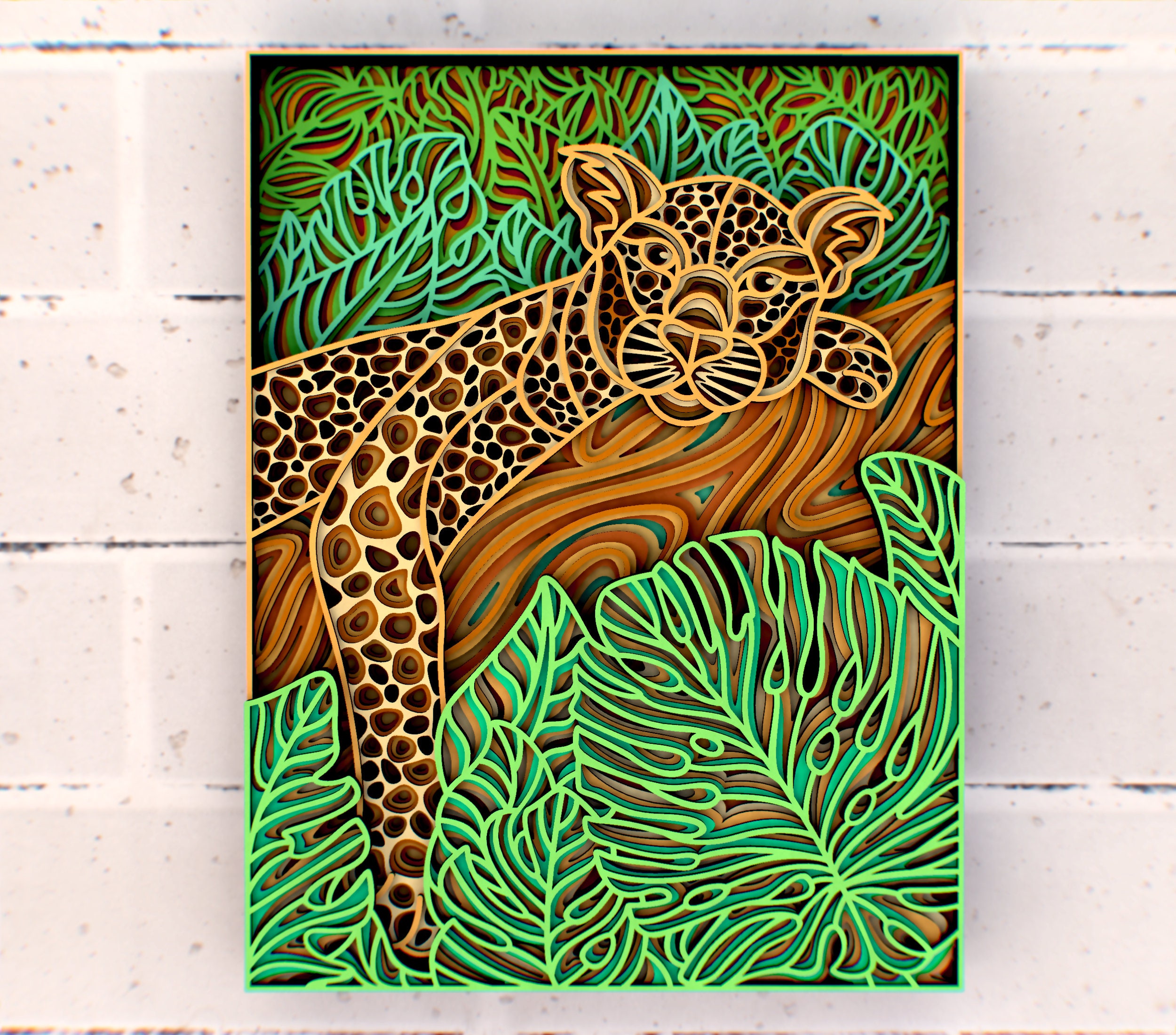 Rainforest Leopard 3D Mandala Svg Multilayer Panel for Laser - Etsy UK