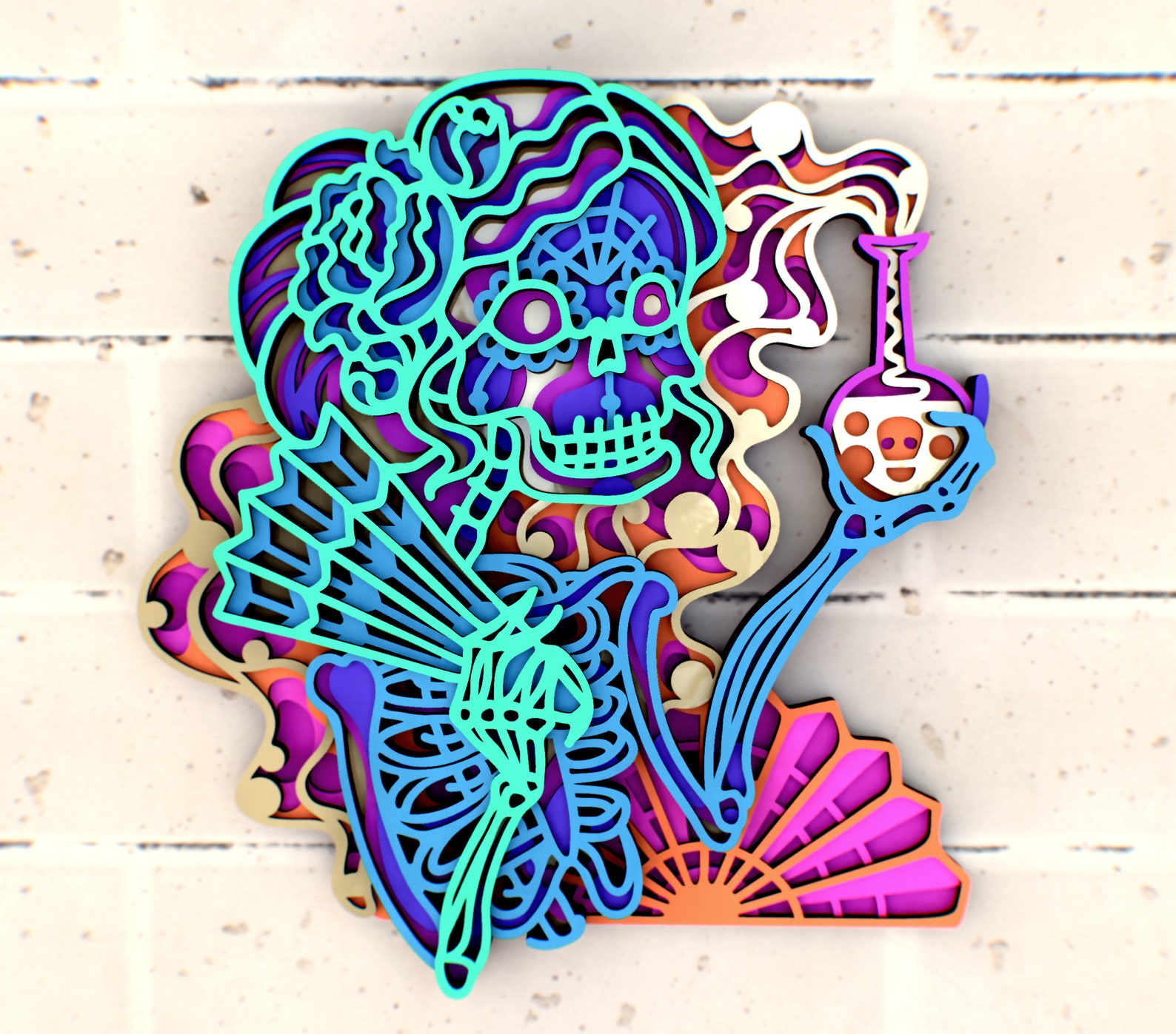 Skeleton Girl 3D Mandala SVG Files Halloween Pumpkin Svg | Etsy