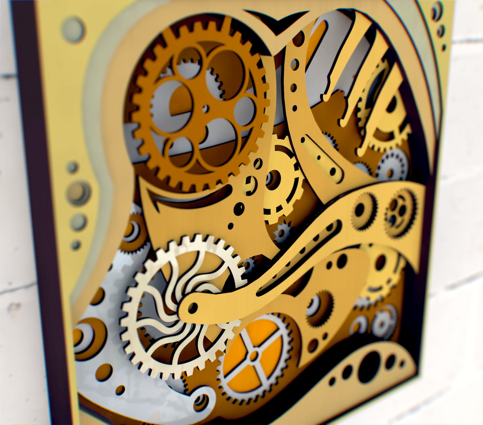 Steampunk Mechanics 3D Mandala Svg, Steampunk Style Multilayer Panel ...