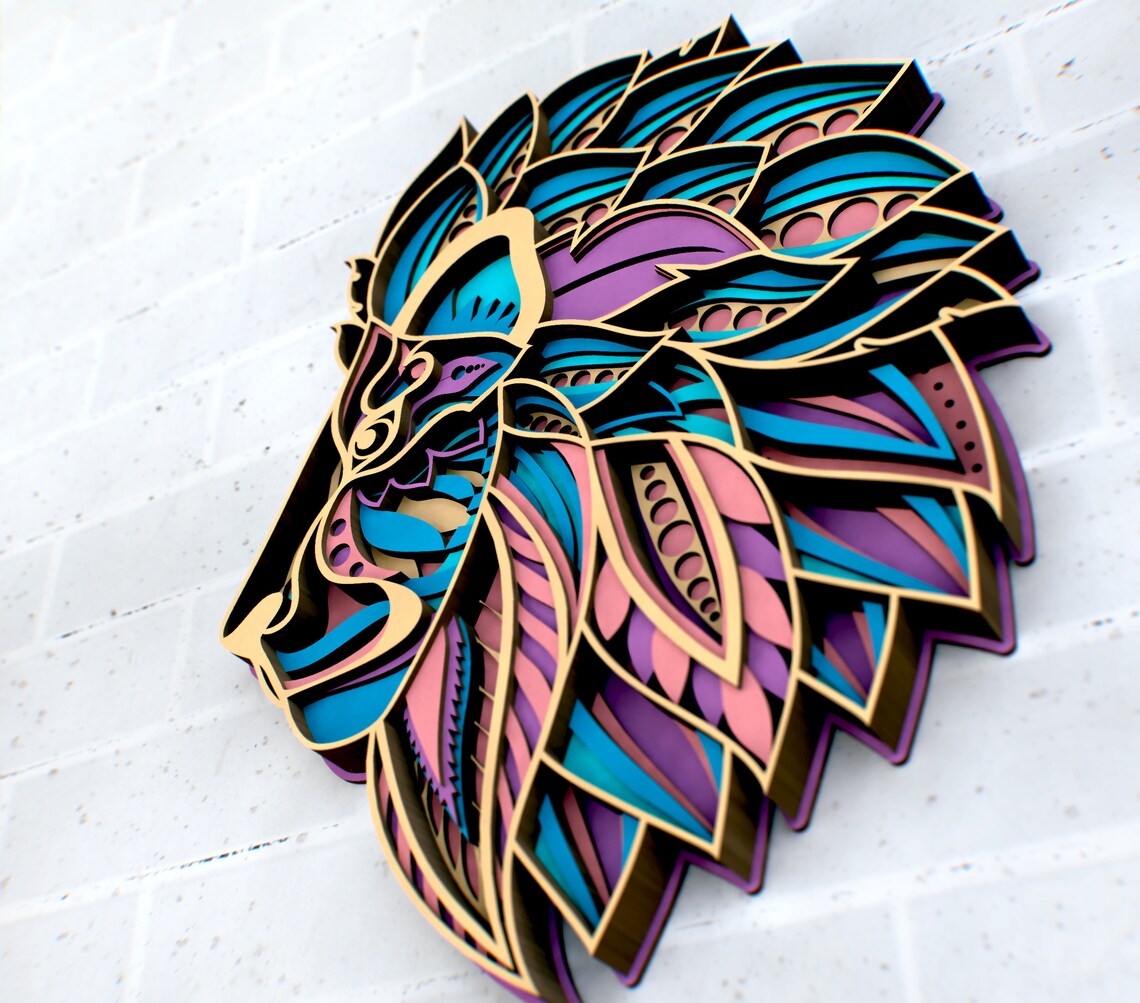 3D Lion Zentangle SVG Panel multicapa 3D archivos SVG para | Etsy