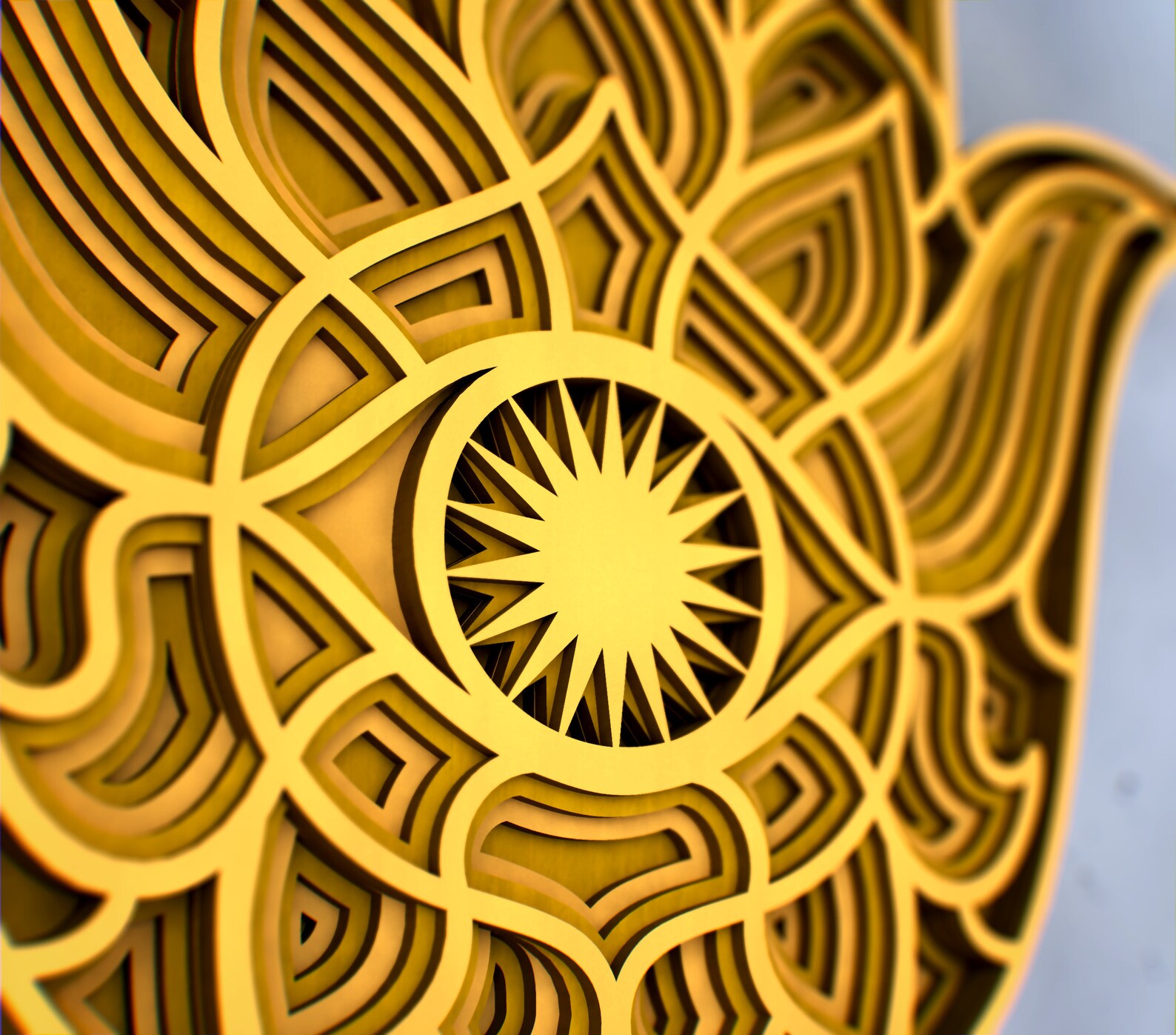 3D Mandala SVG Hamsa Hand Zentangle — 3D Multilayer Panel, STL Files ...