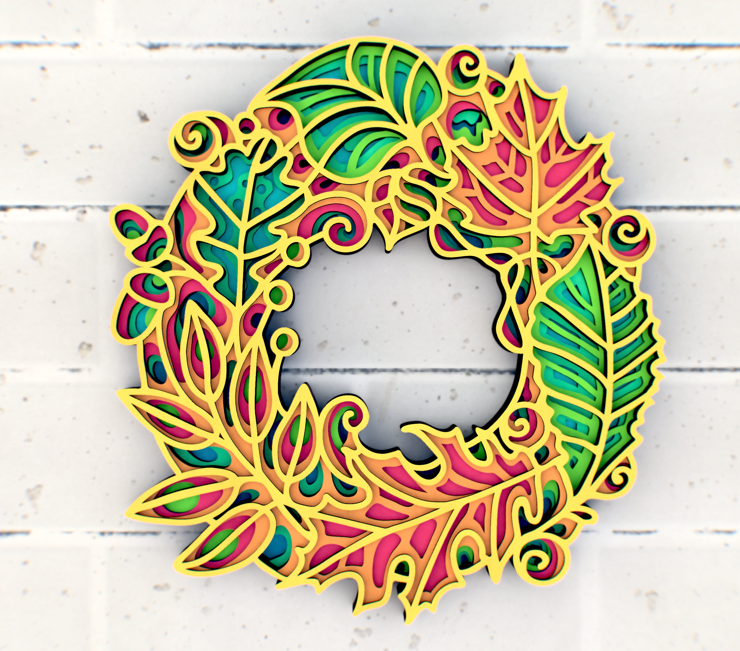 Fall Autumn Wreath of Leaves 3D Mandala Svg Files Halloween | Etsy