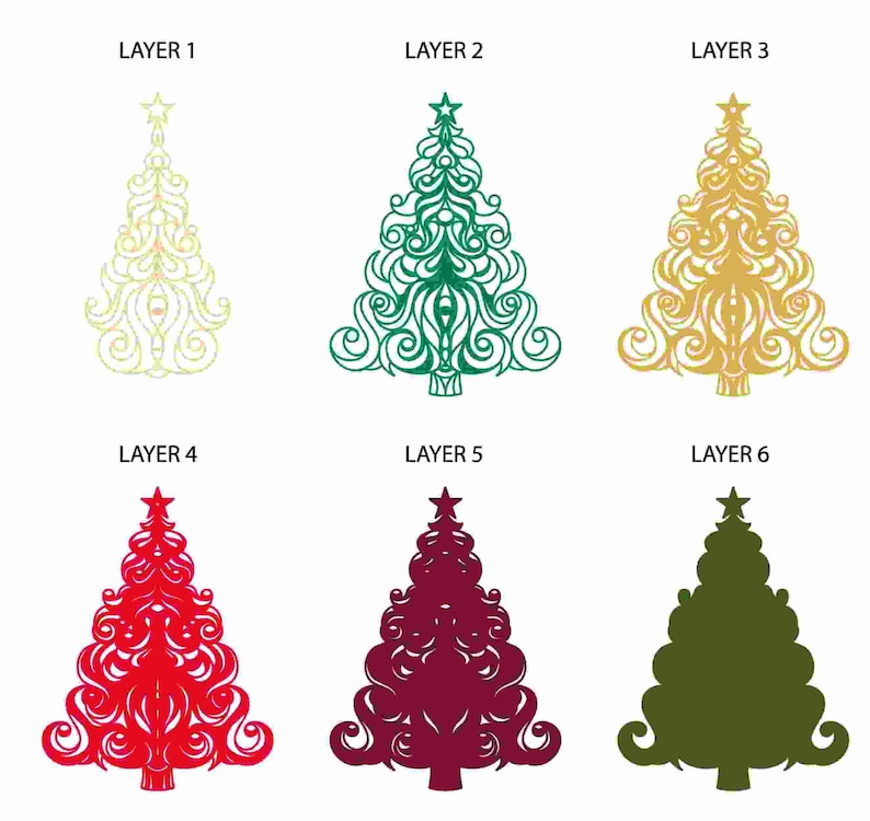 Christmas Tree 3D Zentangle Svg Files Multilayer Panel for - Etsy