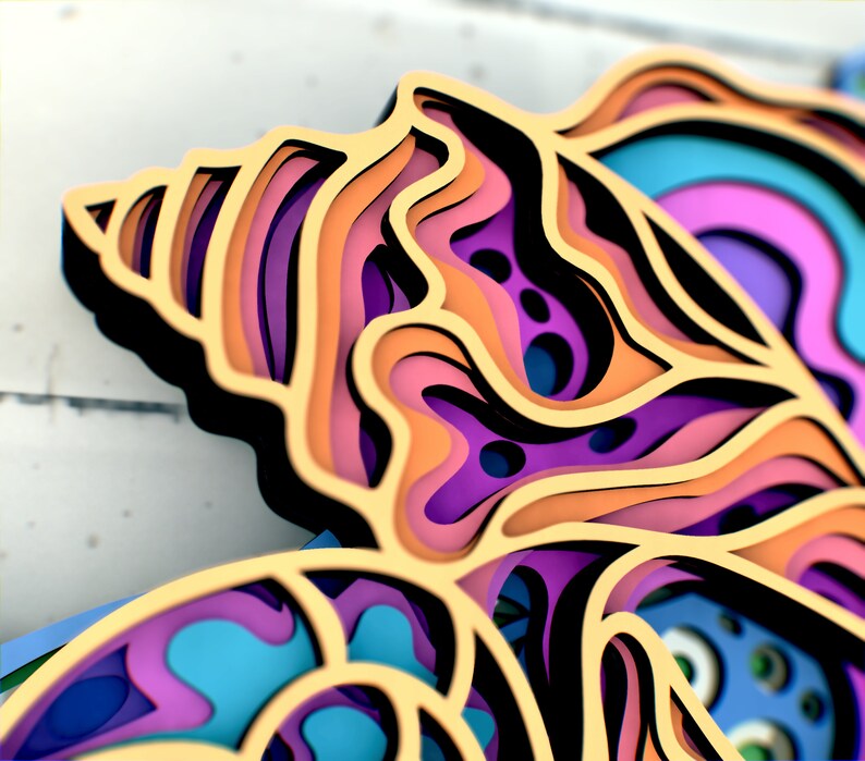 Seashells and Starfish 3D Mandala Svg Files Multilayer Panel - Etsy