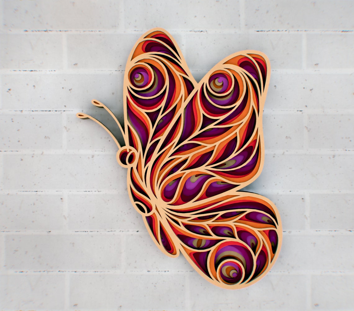 3D Summer Butterfly Zentangle SVG 3D Multilayer Panel SVG - Etsy