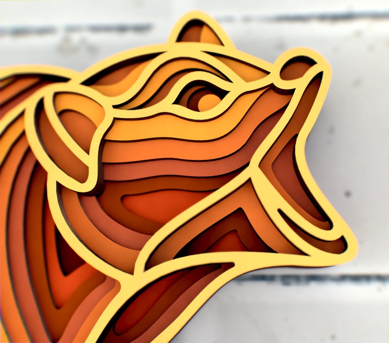 Bear Zentangle 3D Mandala Svg, Multilayer Panel for Laser Cutting ...