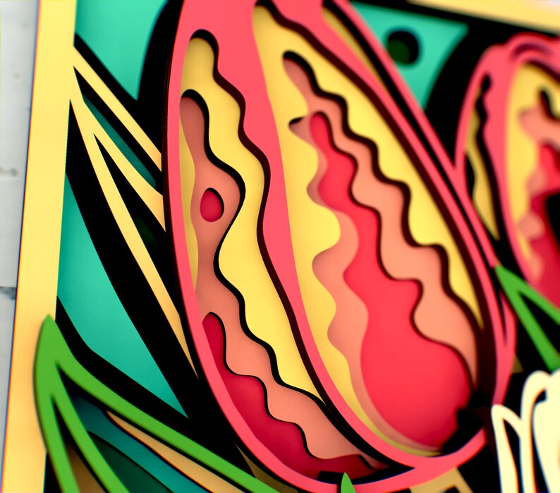 Tulip 3D Zentangle Svg Multilayer Papercraft Files for - Etsy