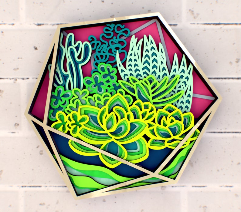 Succulents 3D SVG Mandala 9 Layered File for Cricut | Laser Cutting ...