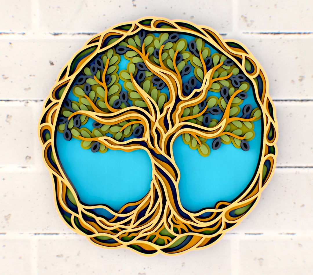 Olive Tree 3D Mandala SVG Files, New Year Decoration Laser Cutting ...