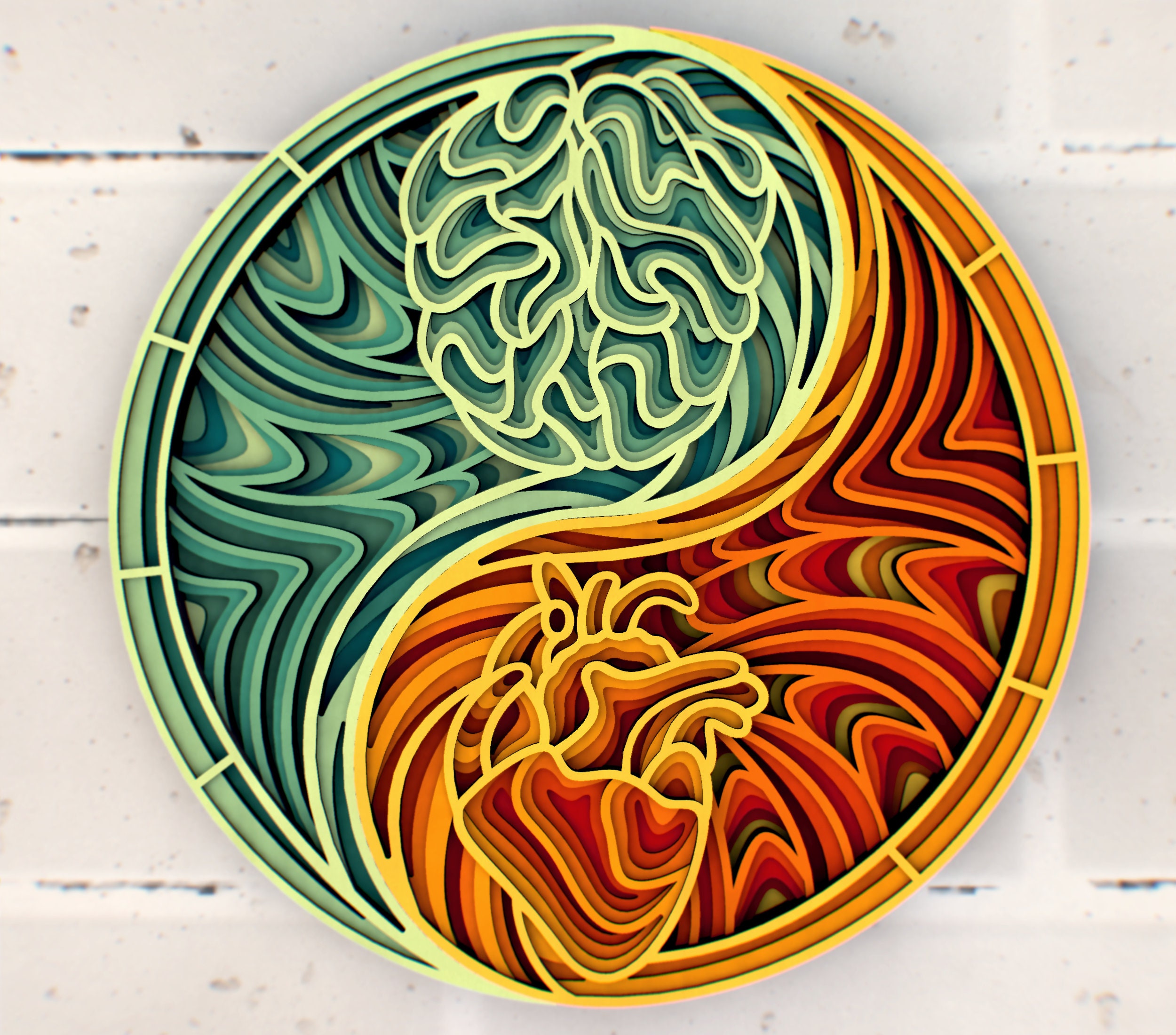 Heart and Brain Balance Mandala Svg Multilayer Panel for - Etsy Canada