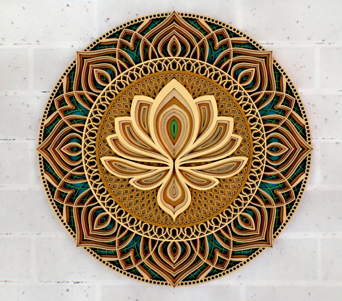 Lotus Jhelum Mandala 3D Panel SVG Files DFX Multilayer - Etsy