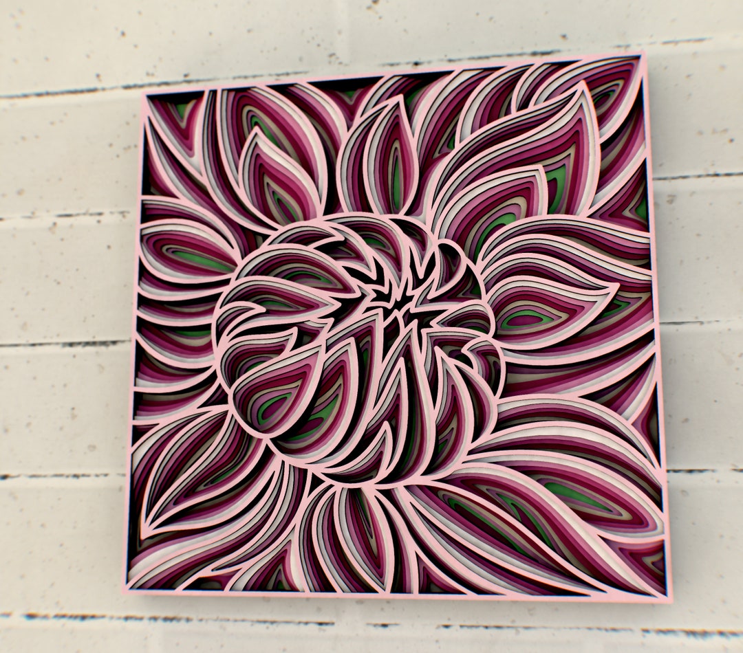 Peony Flower 3D Mandala Svg File, Layered SVG Mandala Cutting Files ...