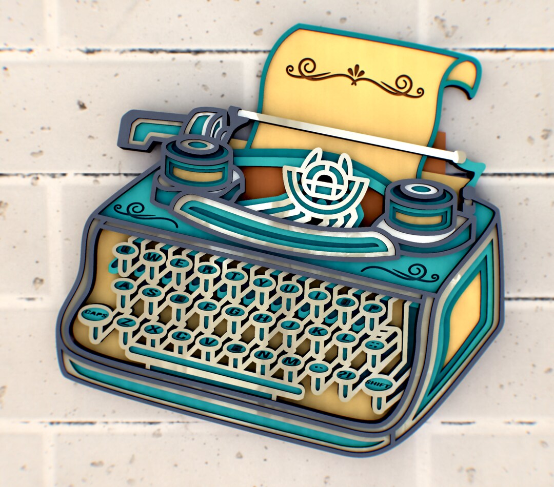 Typewriter 3D Svg Mandala Files, Multilayer Panel for Laser Cutting ...