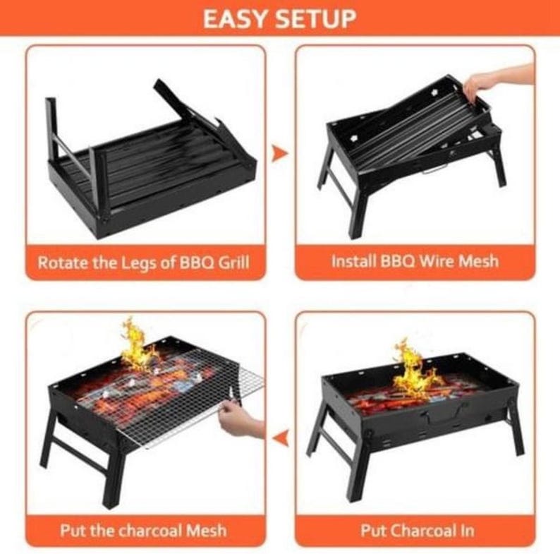 Barbecue Grill Foldable Charcoal Camping Outdoor Cooking Portable ...
