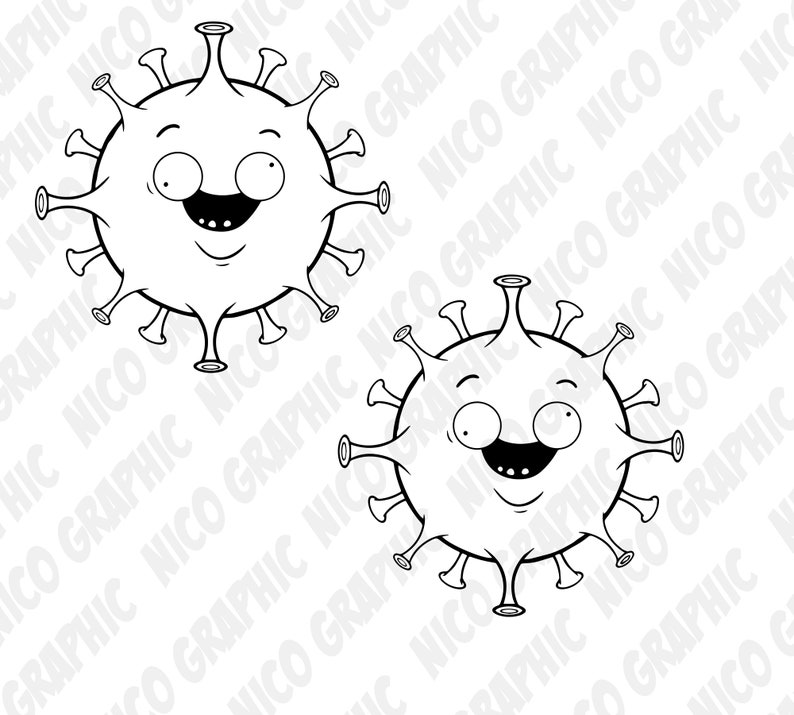 Virus SVG 5 Colors Cut Files Clipart Svg Png Pdf Dxf - Etsy