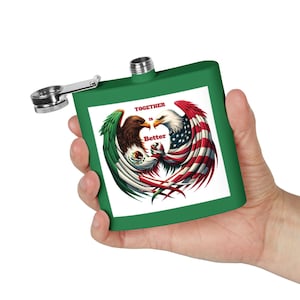 Eagle Stainless Flask, Mexican American Bird Liquor Bottle, National ...