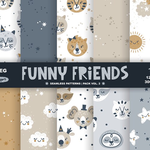 Winter Digital Paper Woodland Animals Seamless Pattern | Etsy