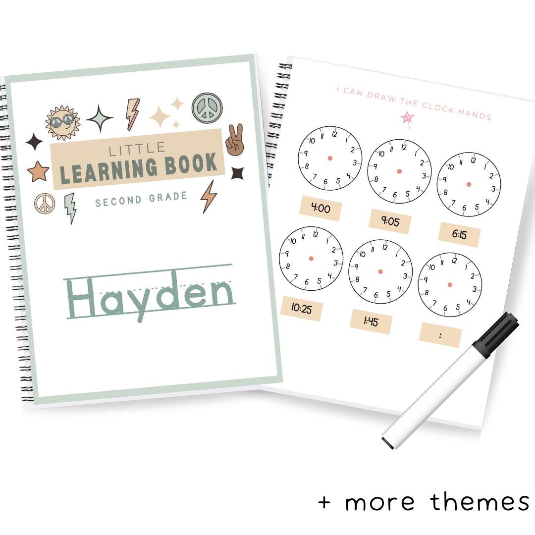 Personalized Second Grade Learning Book: Dry-erase Activity Book - Etsy