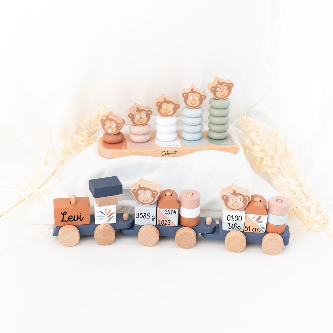 Birthday Train, Baby Gift Birth, Personalized Wooden Train, Christening ...