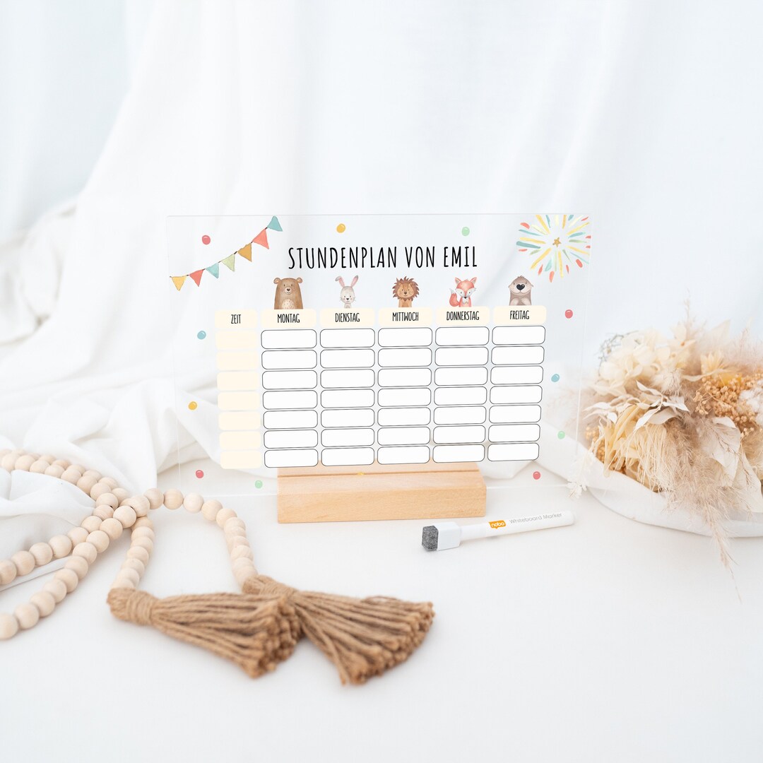 Timetable, Wipeable Timetable, Back to School Gift, Acrylic Timetable ...