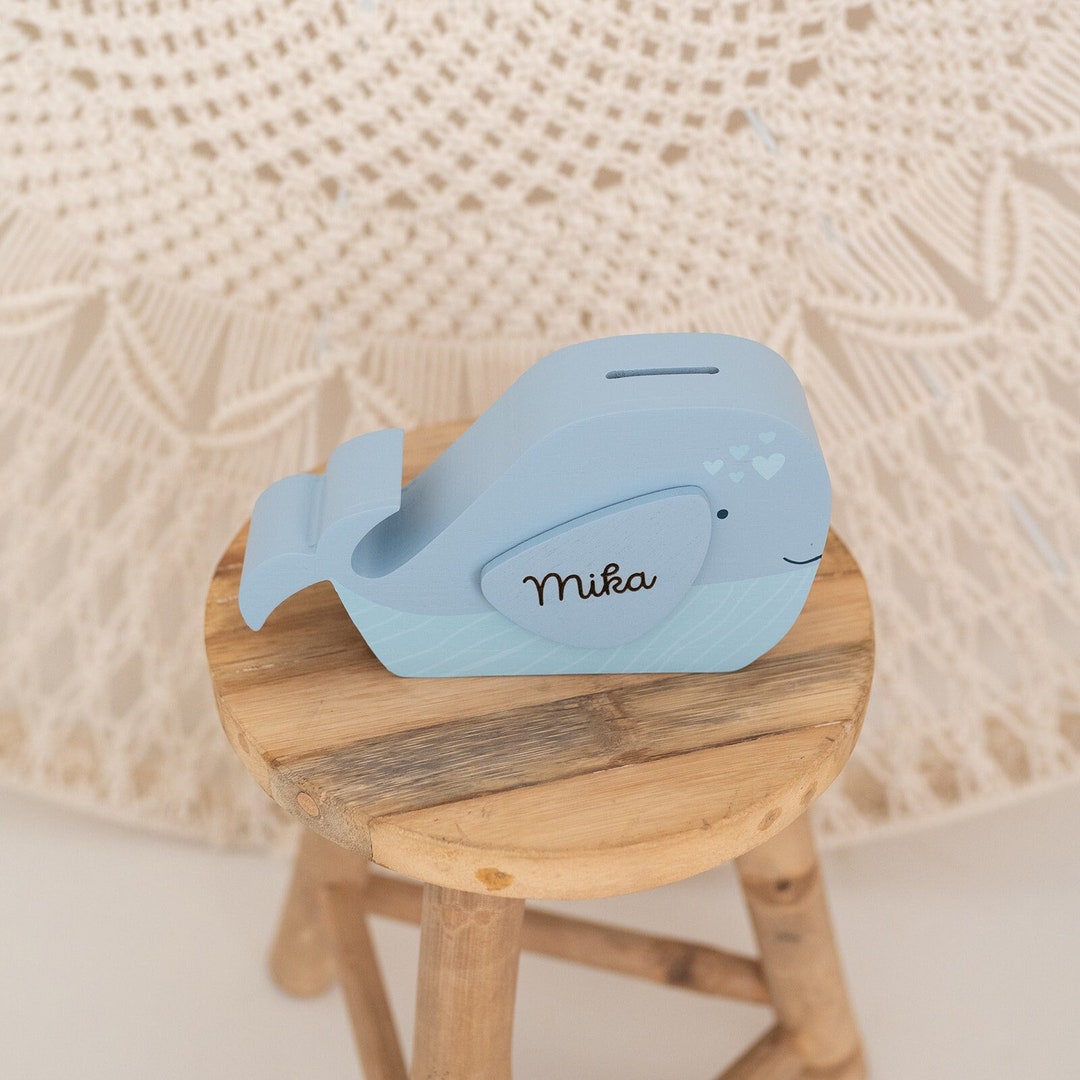 Spardose personalisiert, Spardose Wal, Sparschwein Junge, Spardose Kind ...