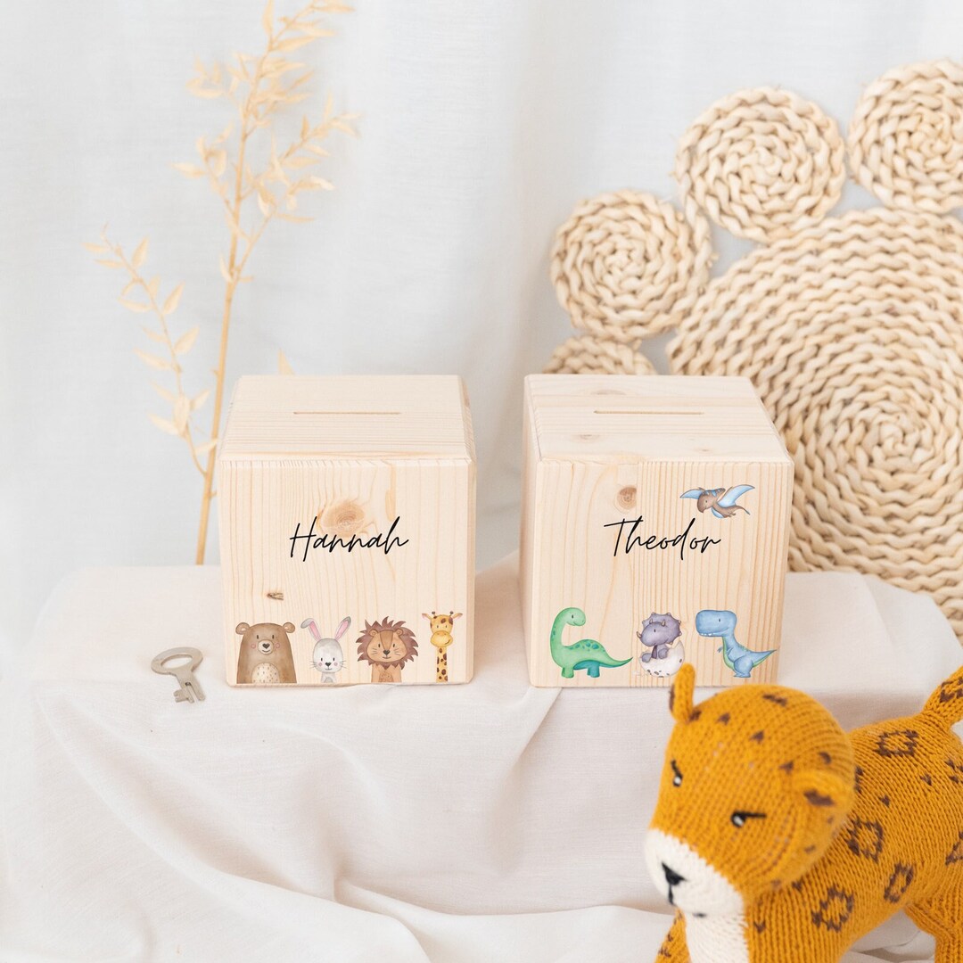 Children's Money Box, Money Box, Money Box With Name, Wooden Money Box ...
