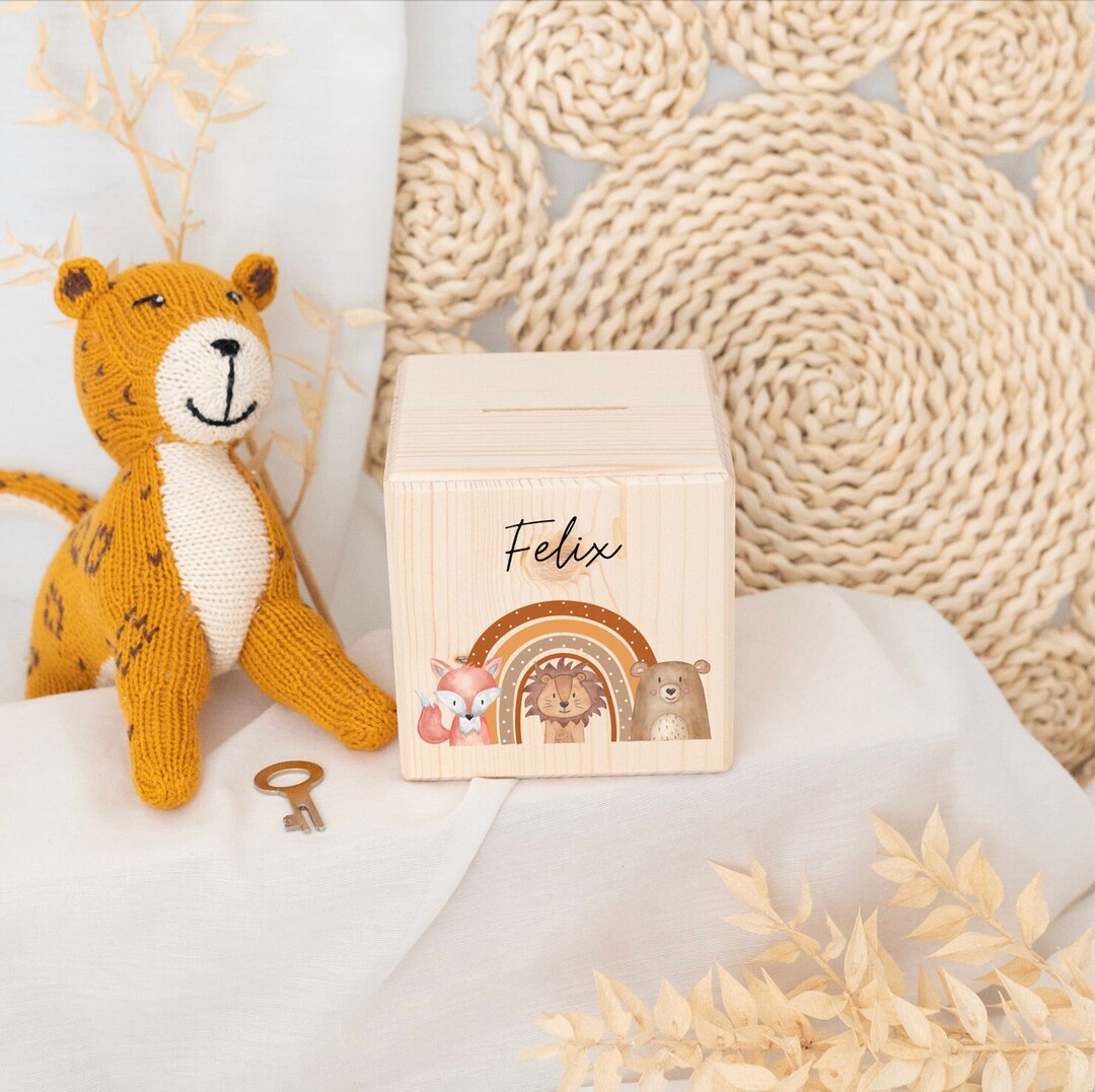 Personalized Money Box, Baptism Money Box, Child's Money Box, Wooden ...