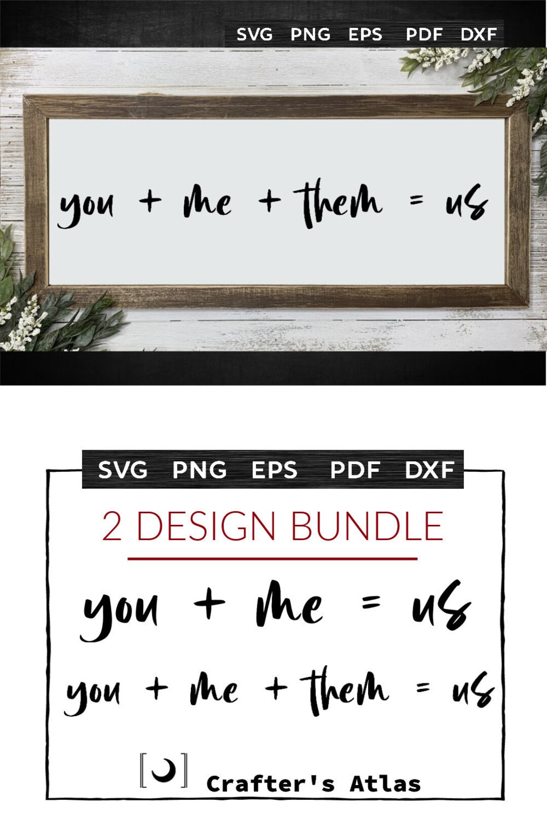 You Plus Me Equals Us, Farmhouse Sign Svg, Family Svg, Valentines Svg ...