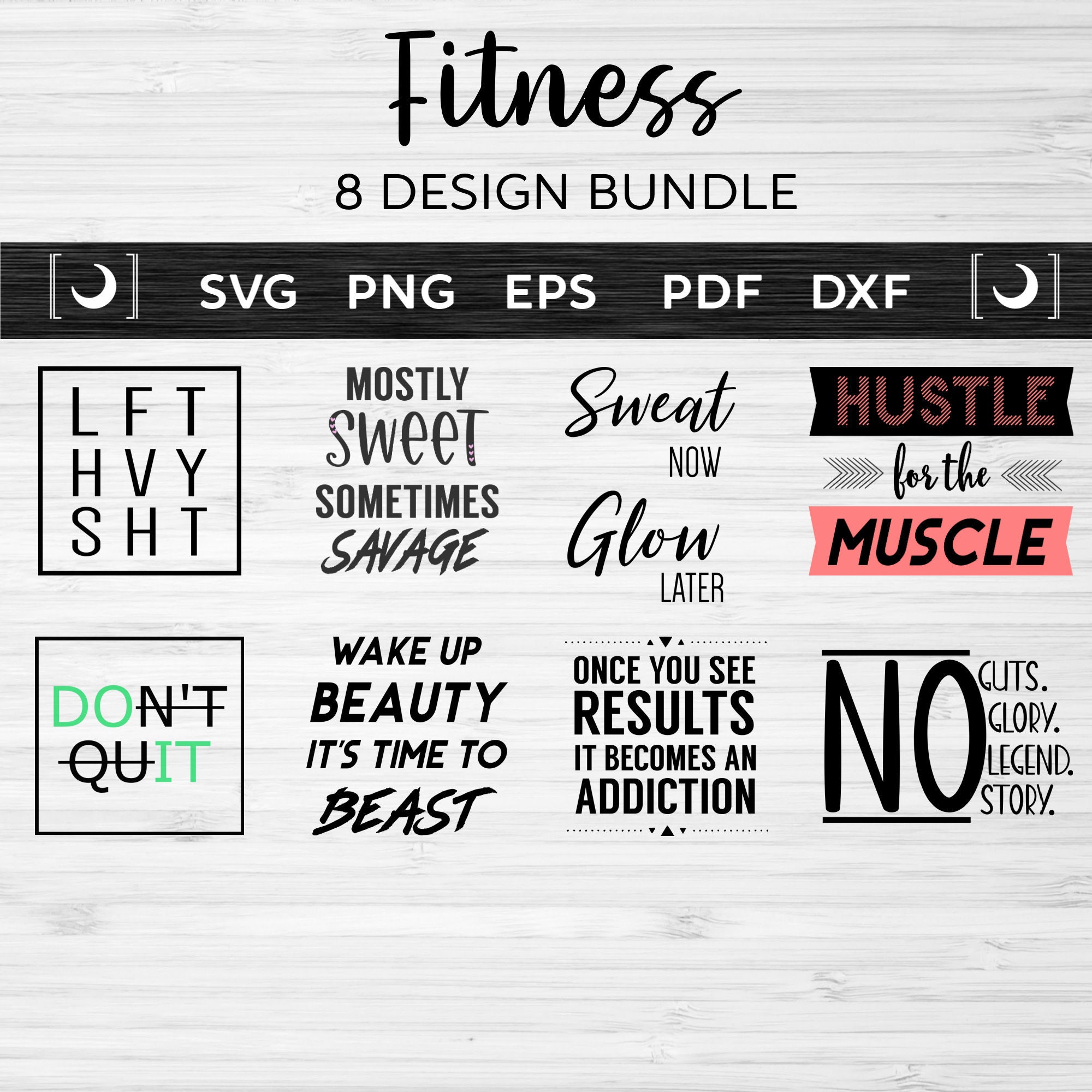 SVG Bundle Fitness svg workout svg weight lifting svg | Etsy