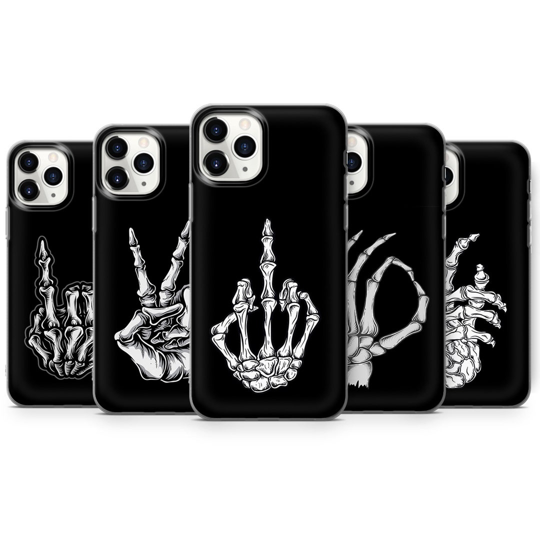 Skeleton Middle Finger Fuck Bones Halloween Phone Case iPhone SE, 6, 7 ...