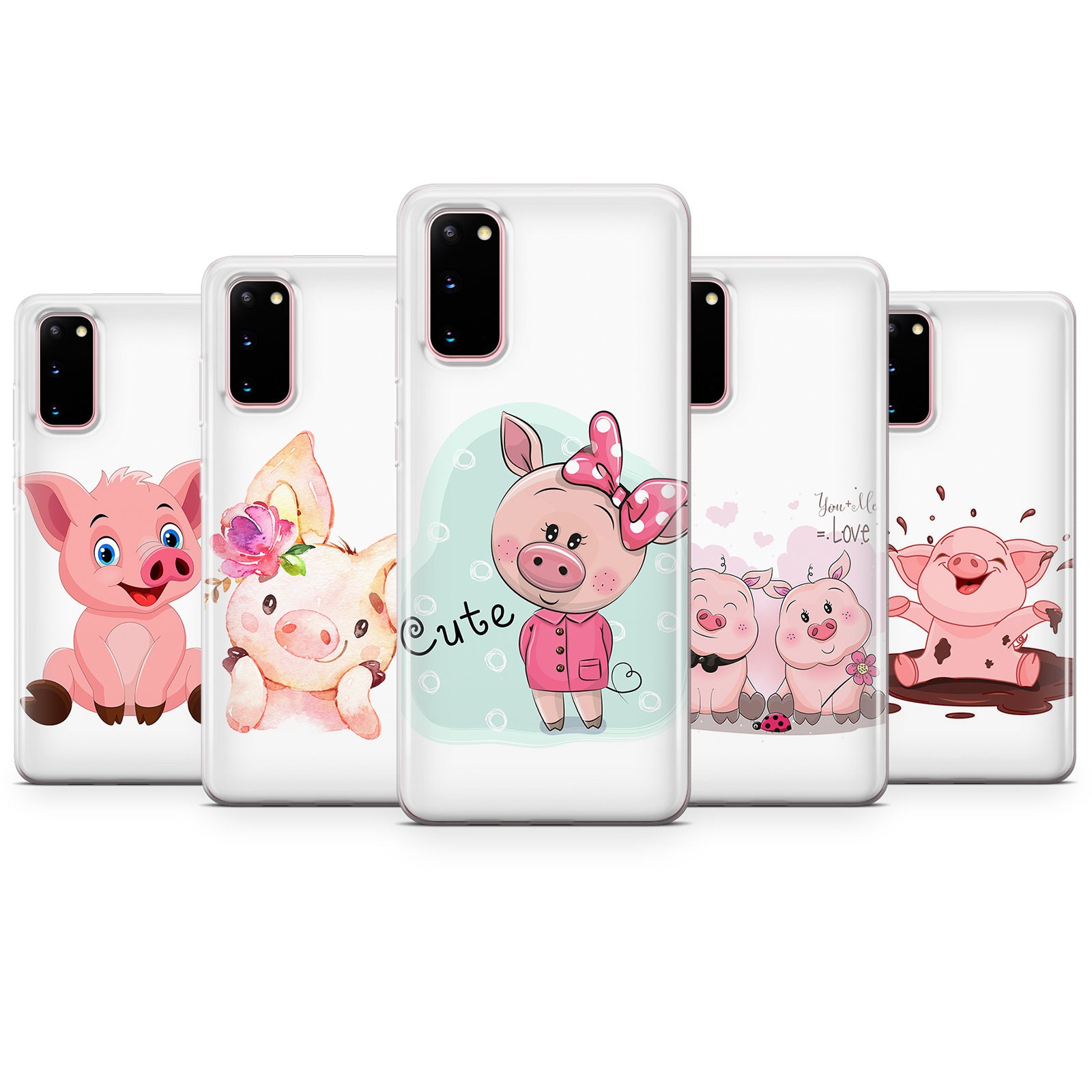 Cute Piggy Pig Phone Case Fits for iPhone SE, 6, 7, 8+, XS, XR, 11, 12 ...