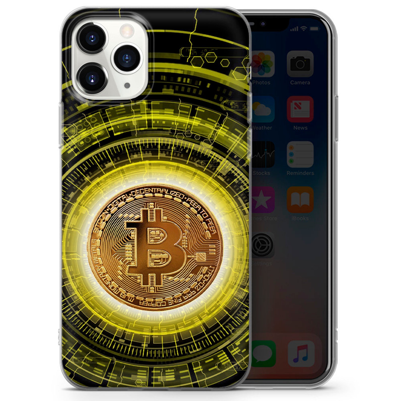 Dark Bitcoin Cryptocurrency Phone Case Fits for iPhone SE, 6, 7, 8, XS ...
