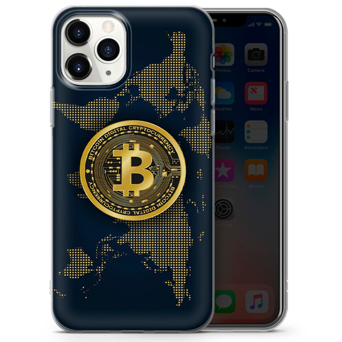 Dark Bitcoin Cryptocurrency Phone Case Fits for iPhone SE, 6, 7, 8, XS ...